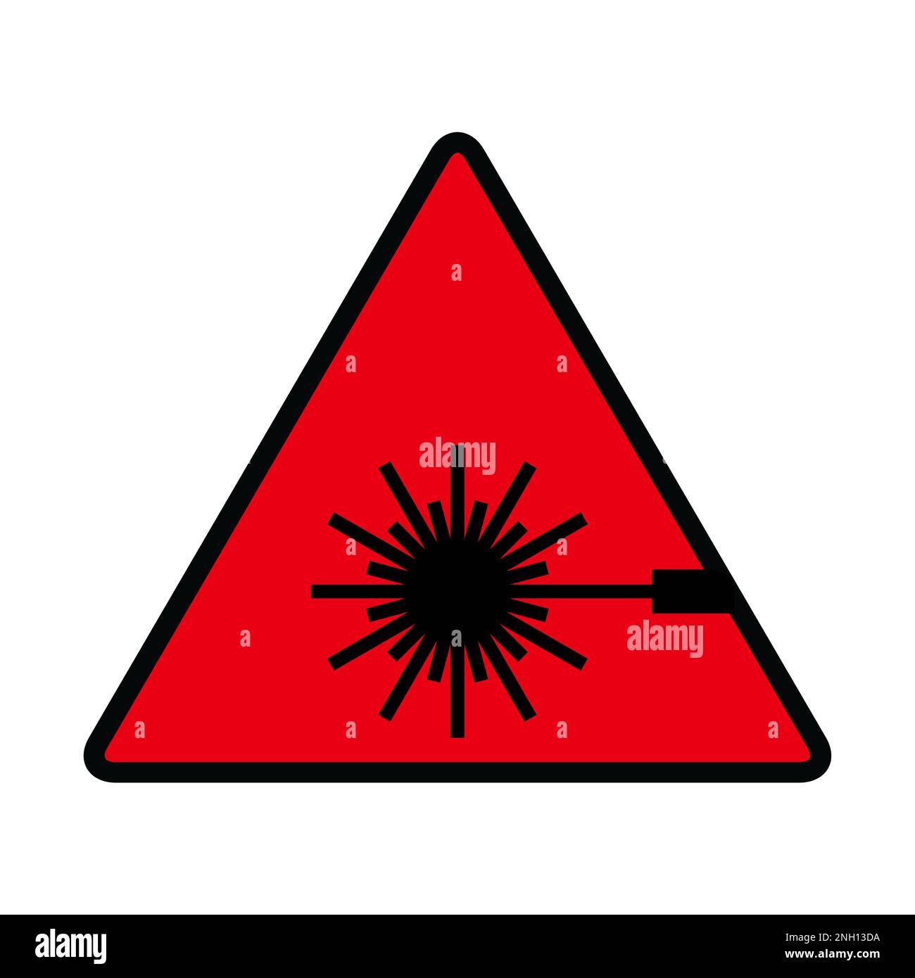 Laser radiation danger label icon, safety protection information symbol ...