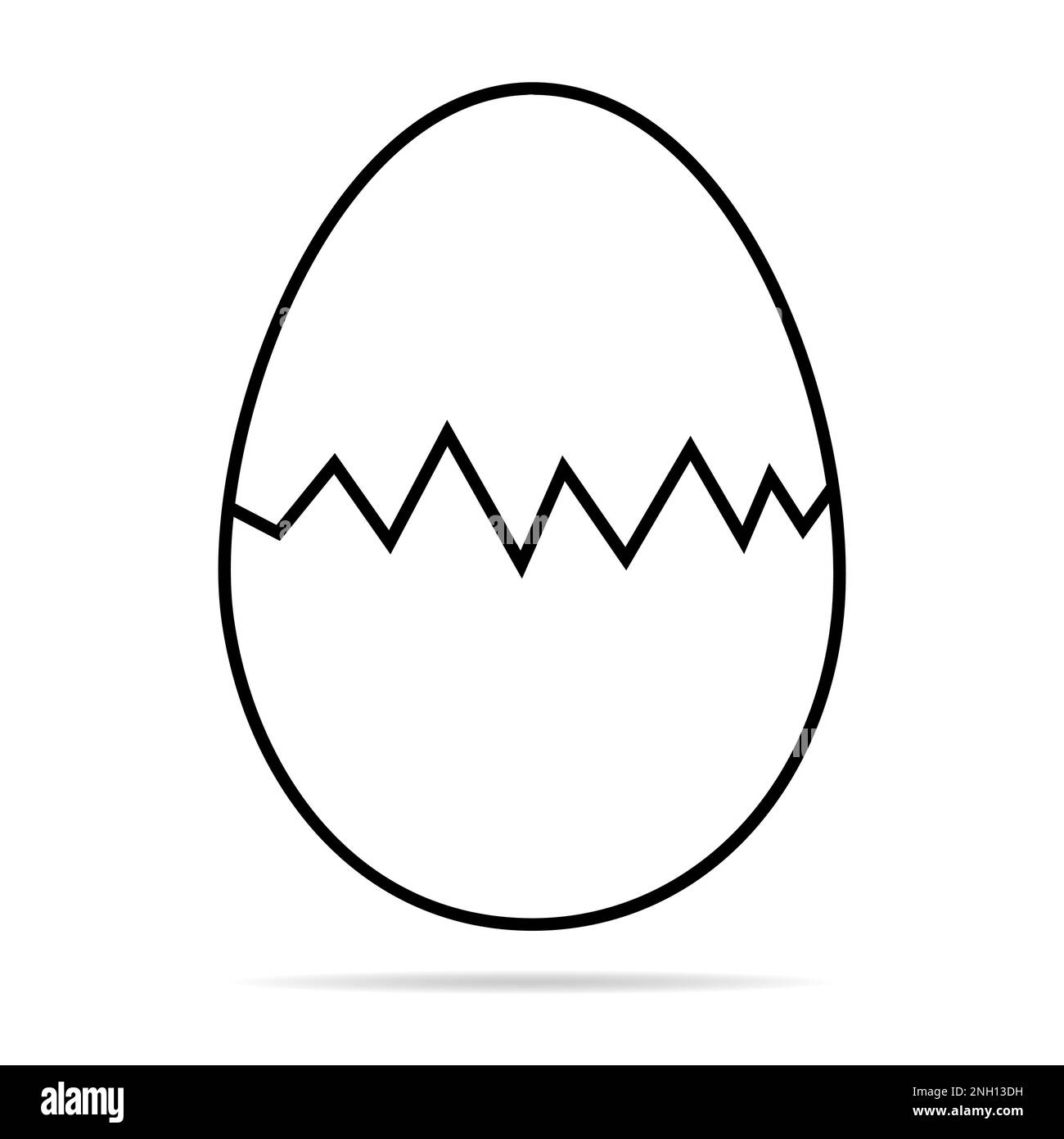 Broken Egg icon with shadow, shell easter symbol, healthy nature food ...