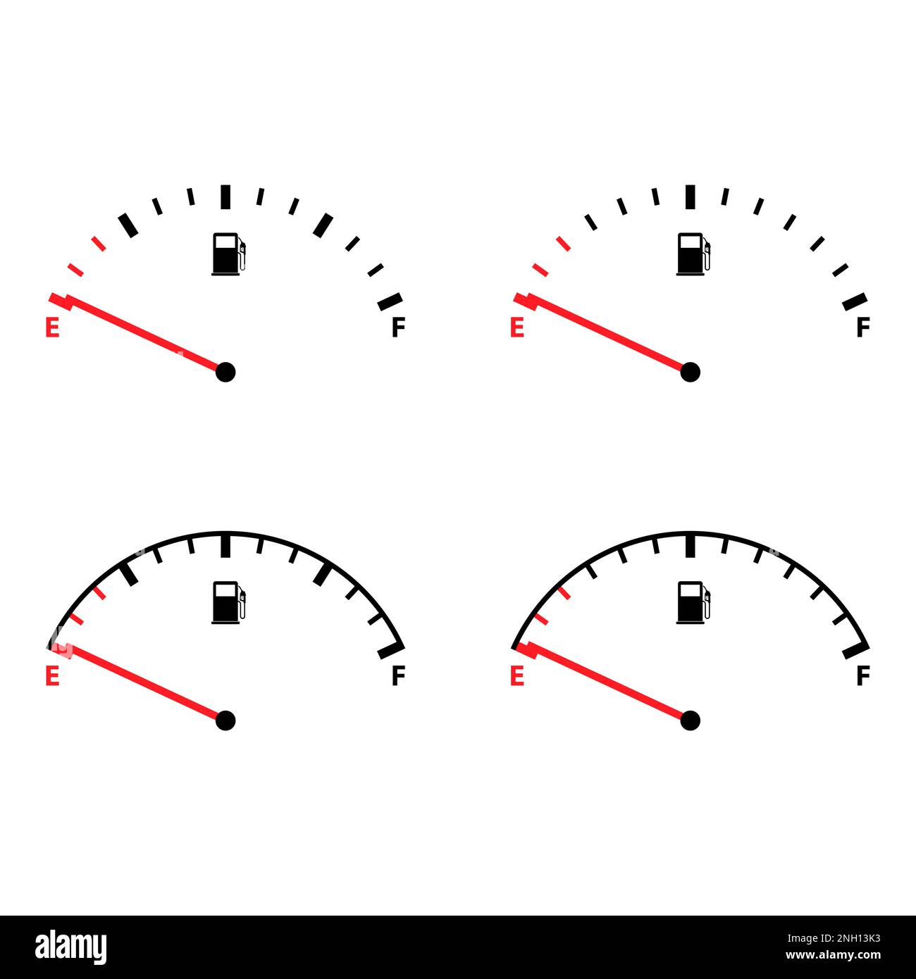 Set of Fuel car indicator icon, gauge petrol automobile meter symbol ...