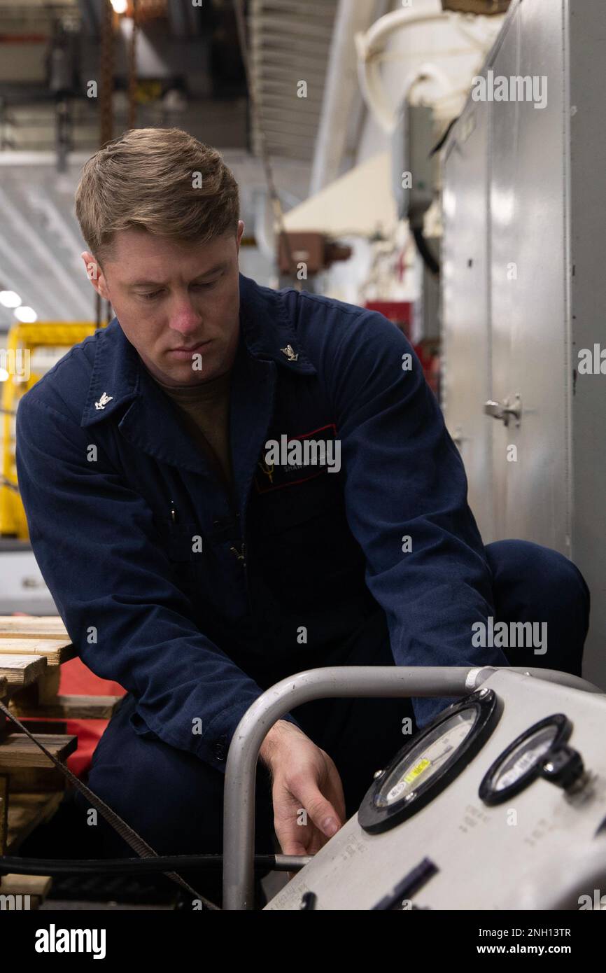 221206-N-CM110-1083 PACIFIC OCEAN (Dec. 6, 2022) – Damage Controlman ...