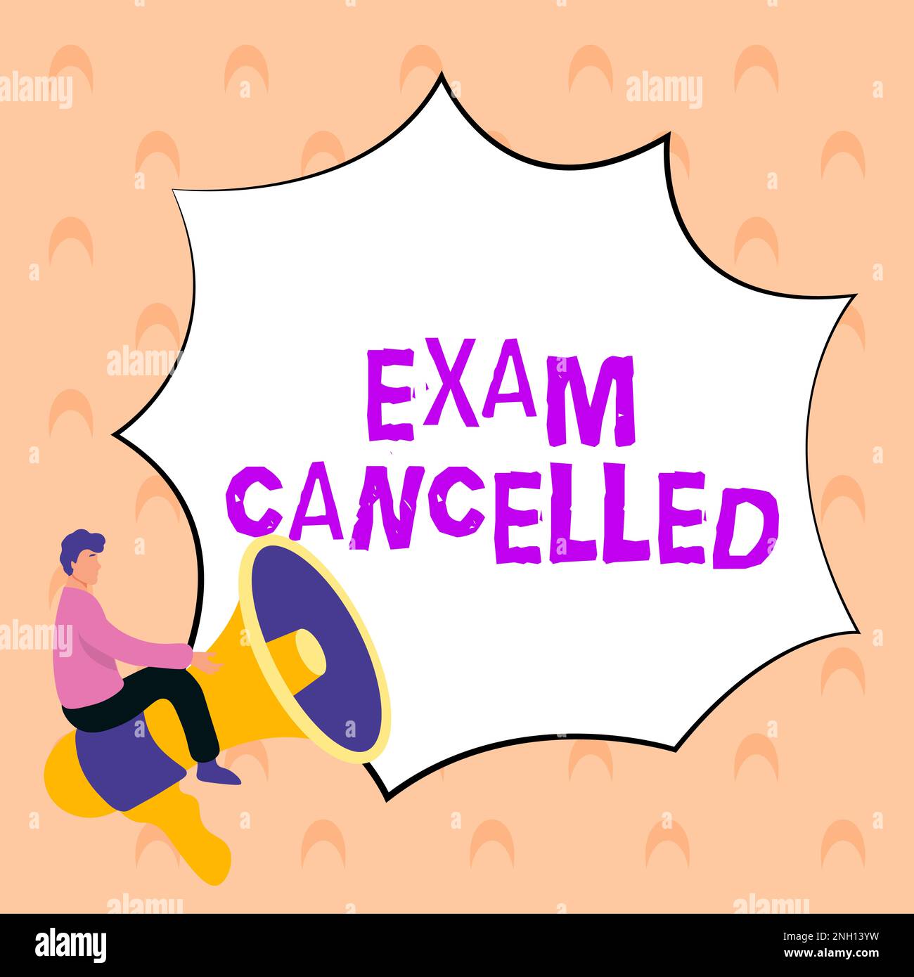 Hand writing sign Exam Cancelled, Concept meaning the precise ...
