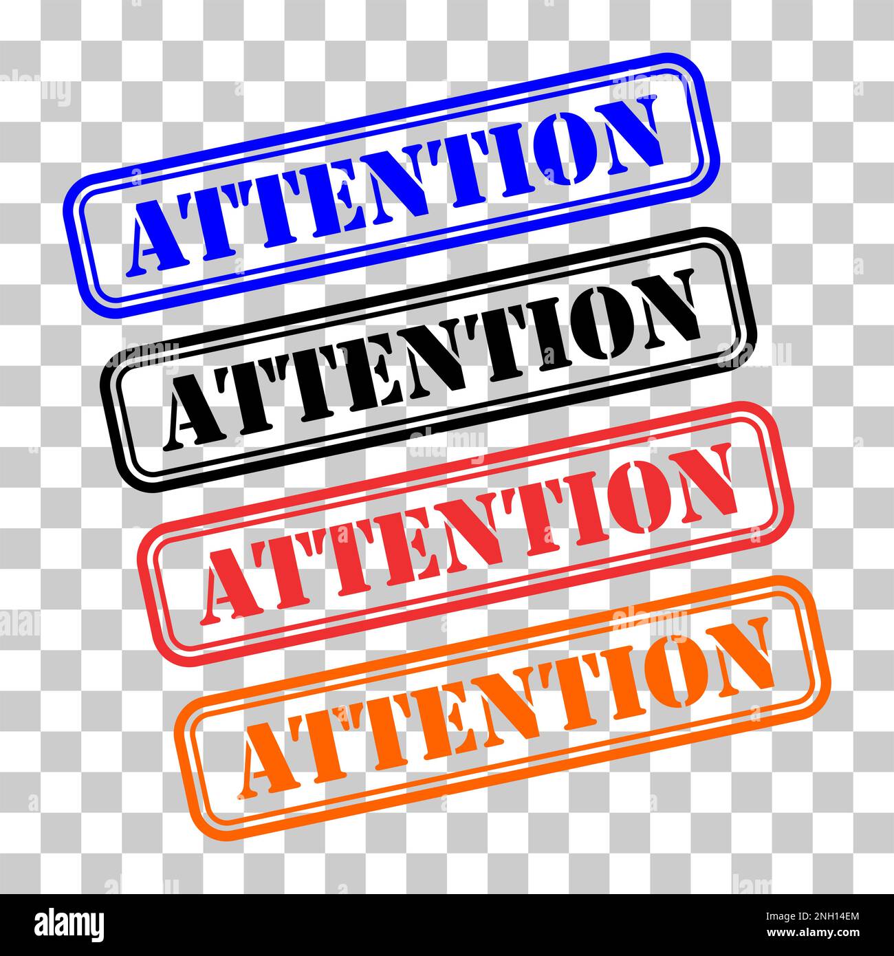 Set of Attention stamp symbol, label sticker sign button, text banner ...