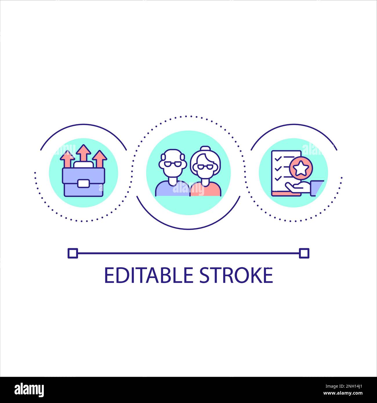 Support older employee in workplace loop concept icon Stock Vector ...