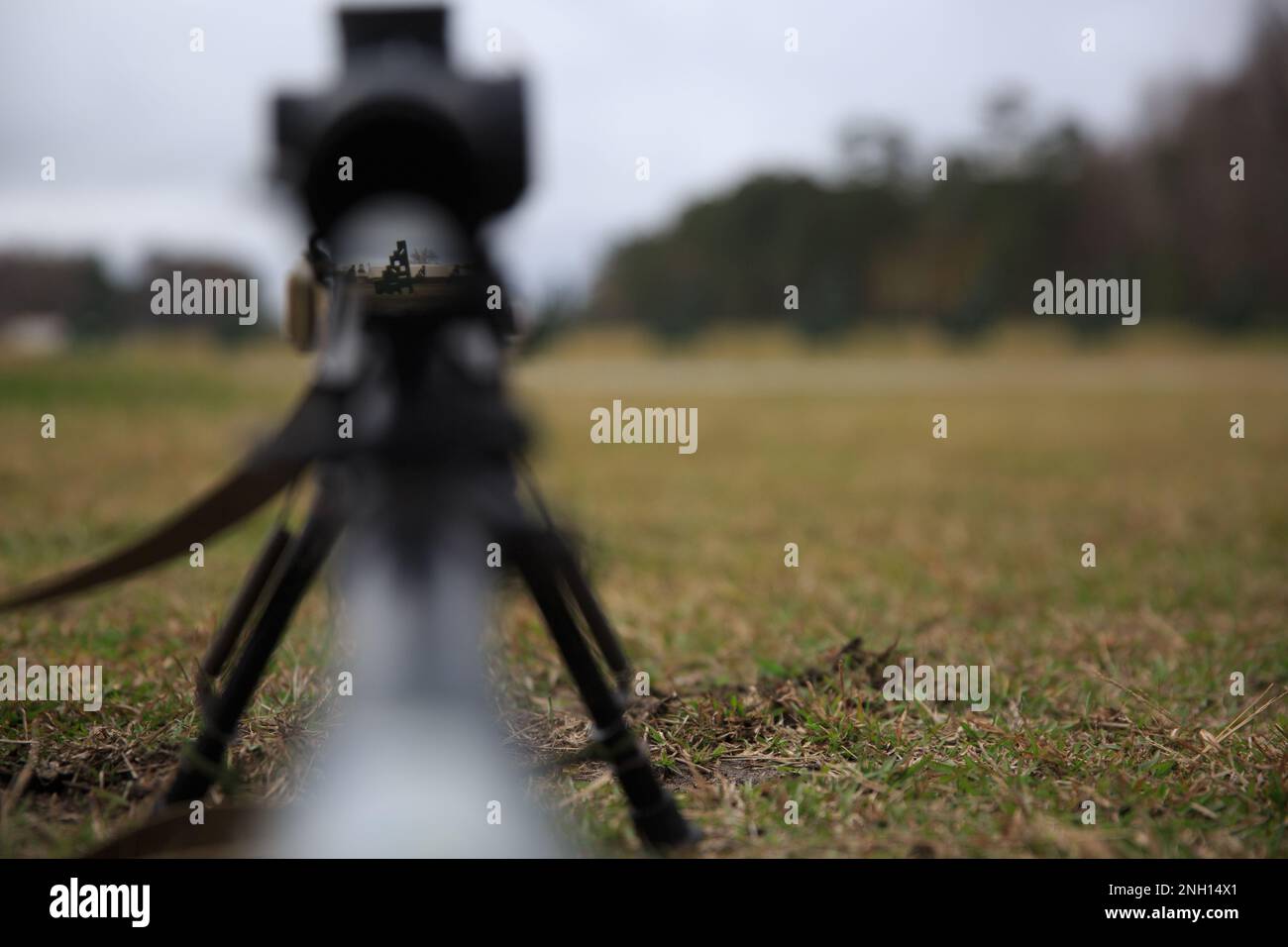 A U.S. Marines’ rifle is sighted in down range during the Intramural ...