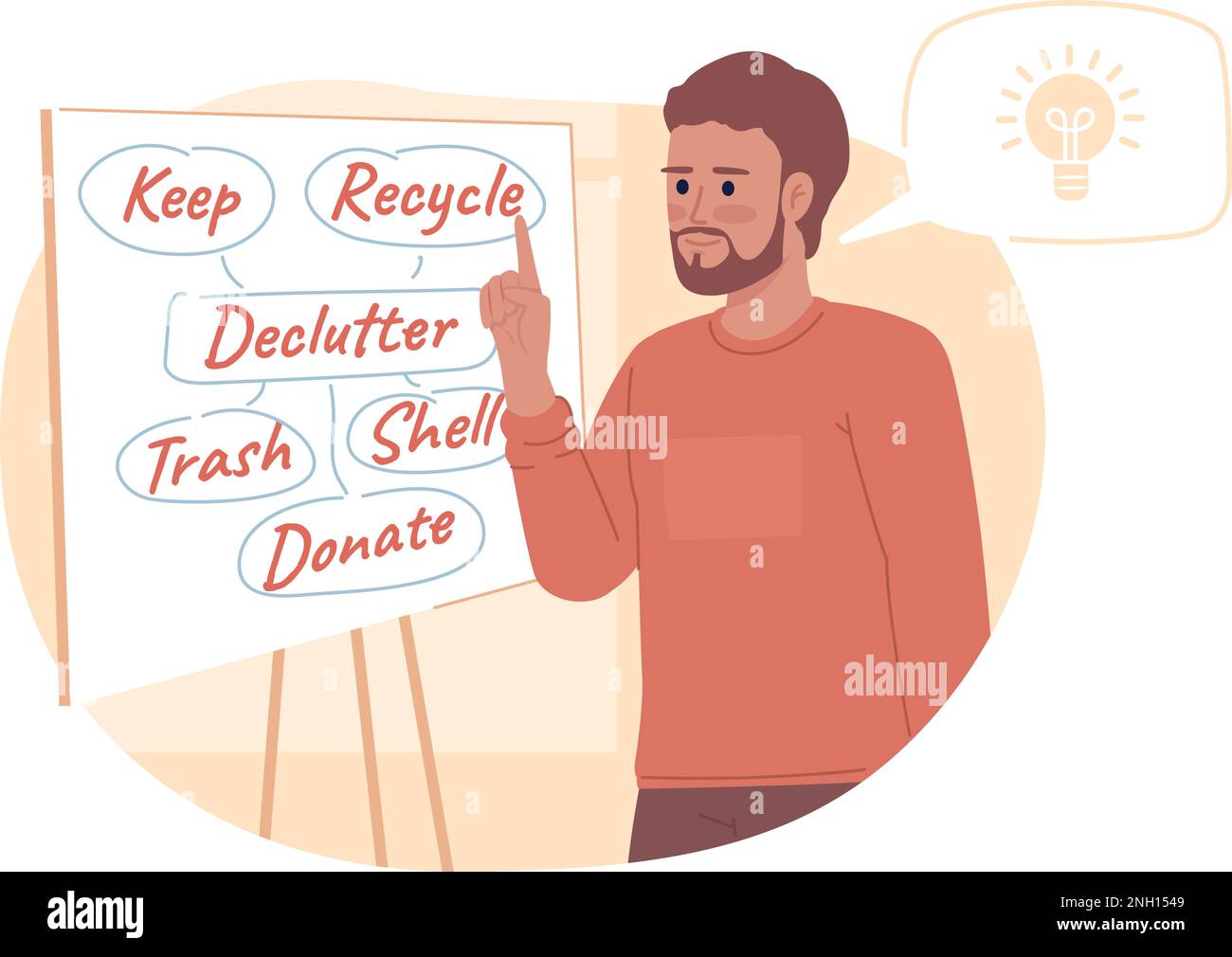 Making Decluttering Plan Flat Concept Vector Spot Illustration Stock Vector Image And Art Alamy