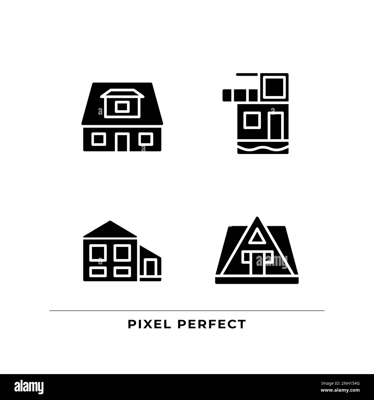 Holiday house icons set Black and White Stock Photos & Images - Alamy