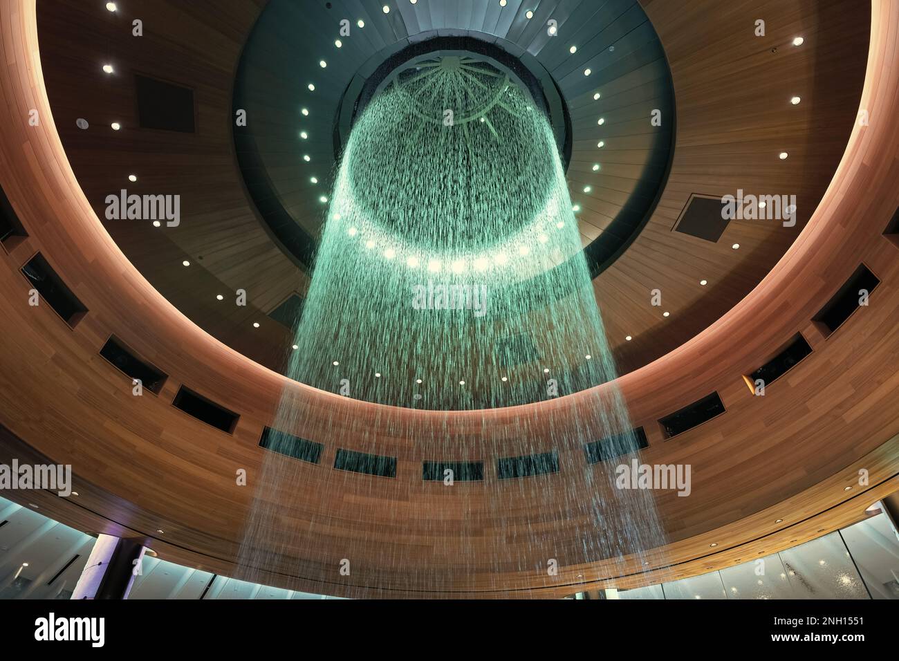 illuminated fountain falling water decoration with nobody Stock Photo ...