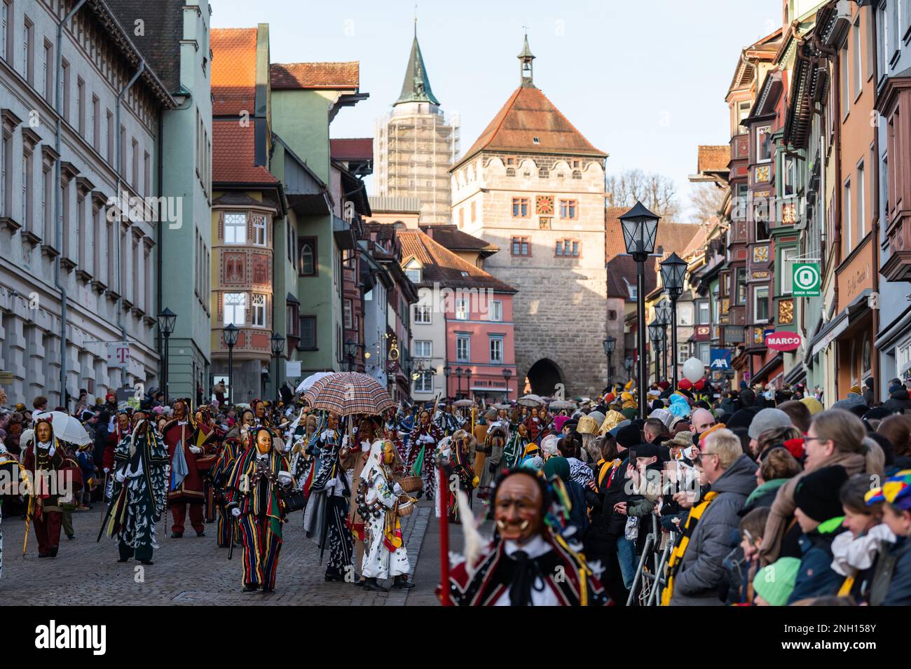 Rottweil, Germany. 20th Feb, 2023. Fools walk through the city on ...