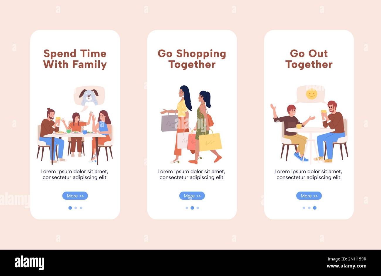 Family time onboarding mobile app screen flat template Stock Vector ...