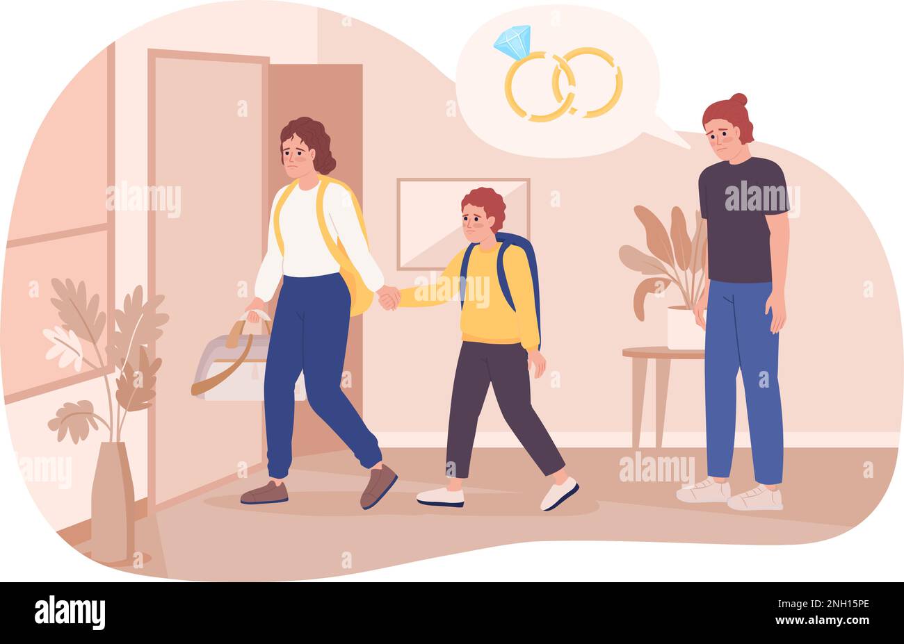 Child custody in divorce 2D vector isolated spot illustration Stock ...