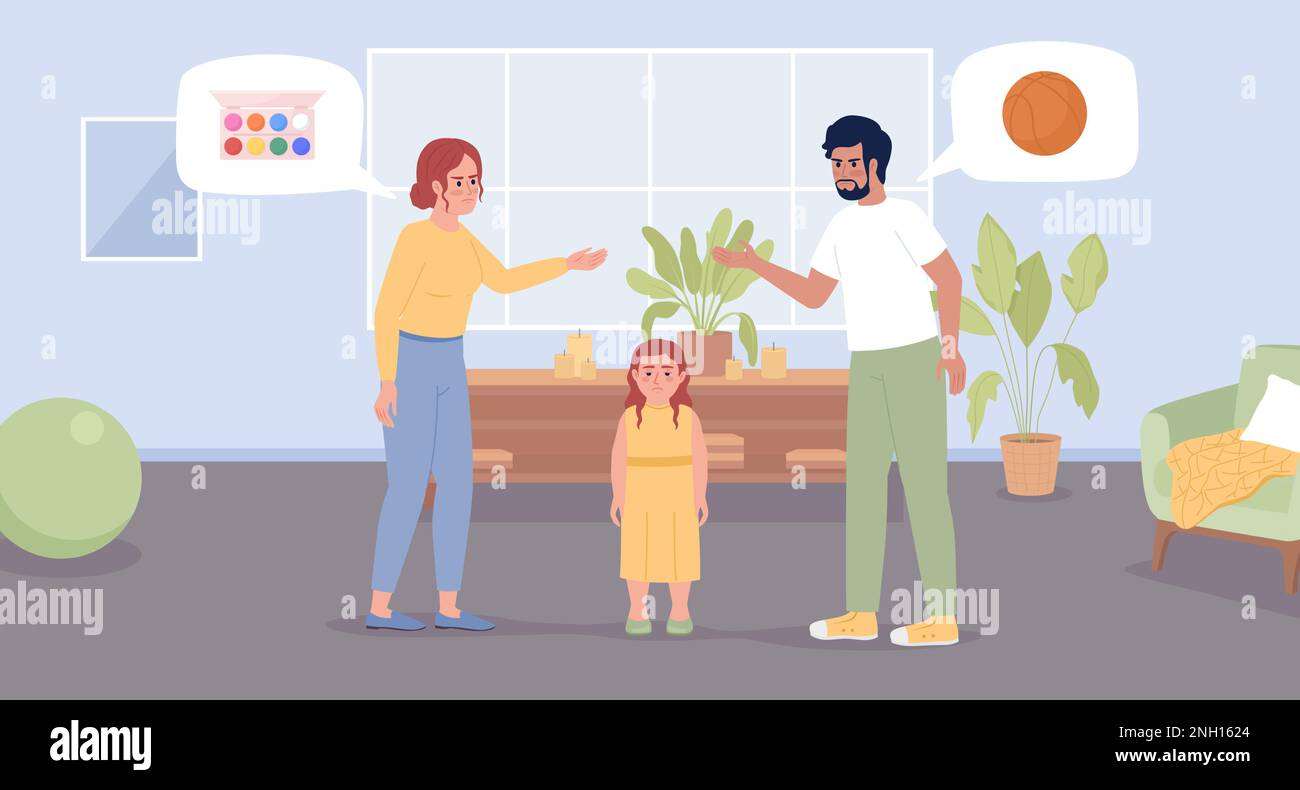 Opposite parenting styles flat color vector illustration Stock Vector ...