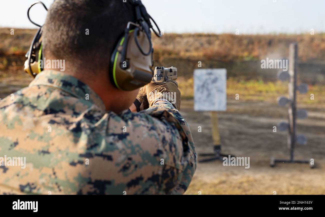 U.S. Marines, stationed aboard Parris Island, participate in a M18 ...