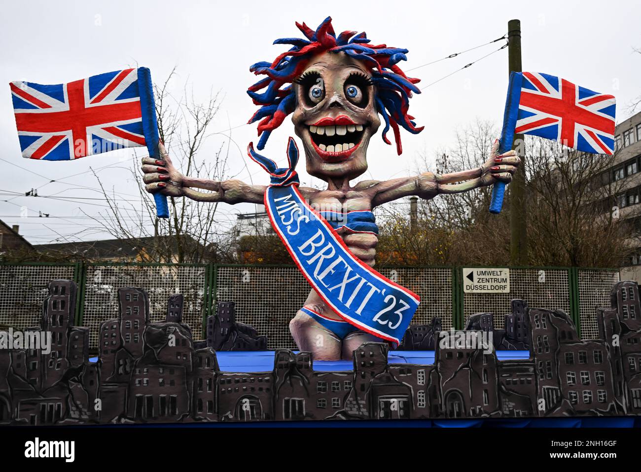 Duesseldorf, Germany. 20th Feb, 2023. A float with the inscription ...