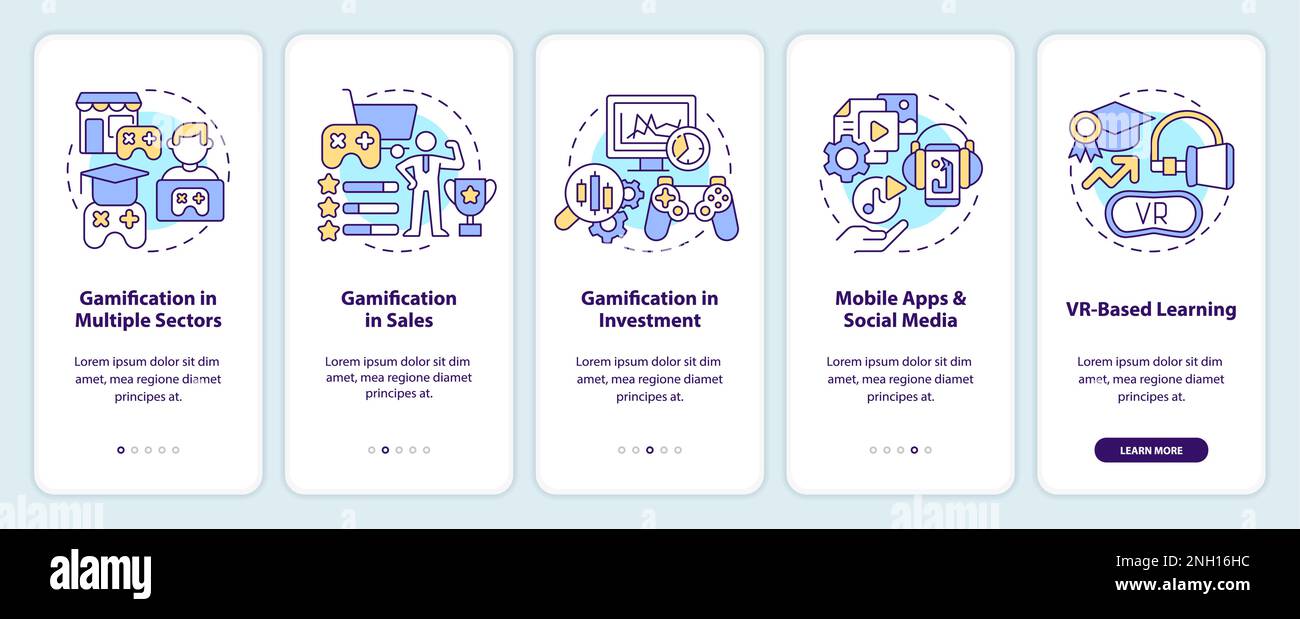 Gamification Trends Onboarding Mobile App Screen Stock Vector Image