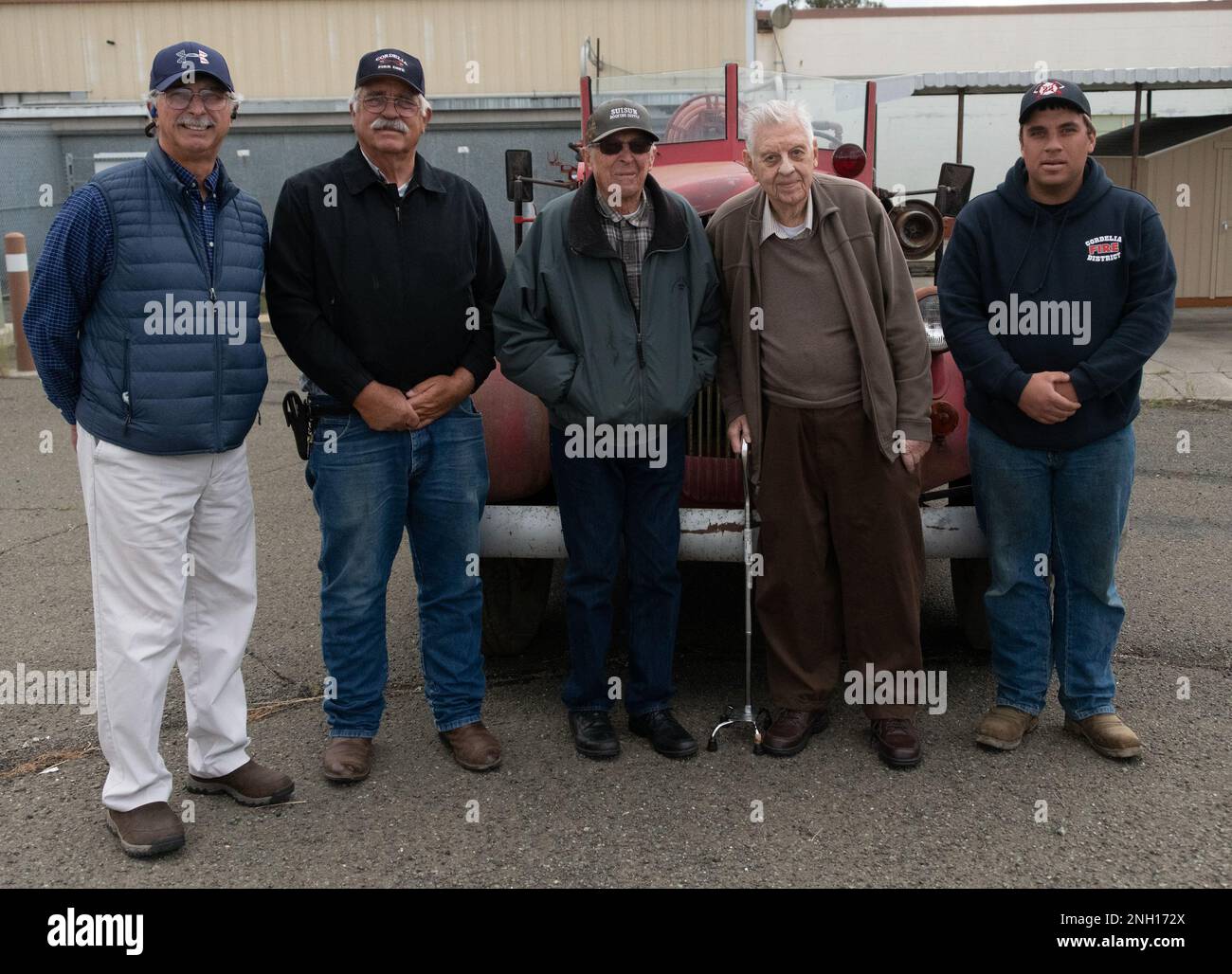 Current and former members of the Cordelia Fire District stand with ...