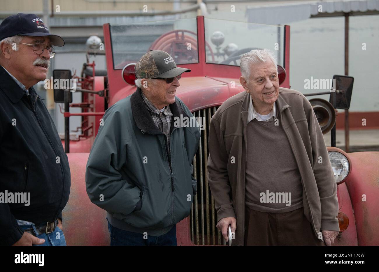 Former members of the Cordelia Fire District stand with Robert Dittmer ...