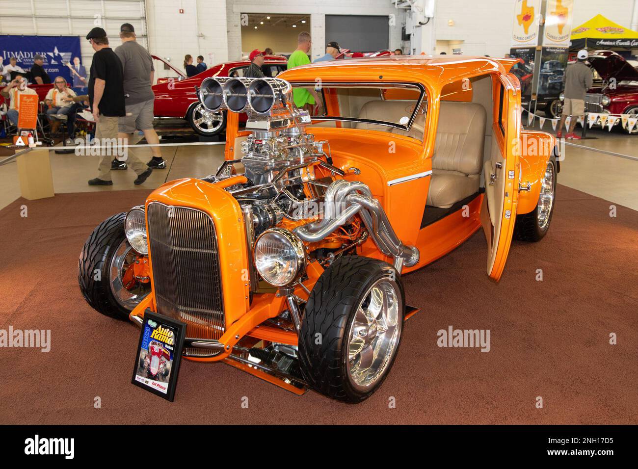 Dallas, USA. 19th Feb, 2023. An orange 1932 Ford car is on display at ...