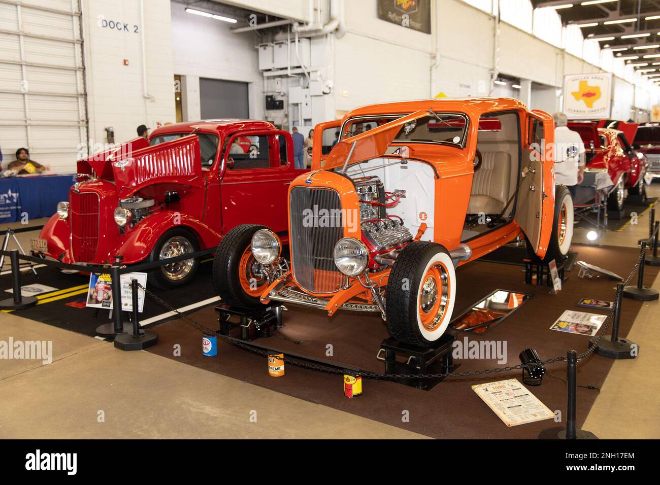 Dallas, USA. 19th Feb, 2023. An orange 1932 Ford and a red 1936 Ford ...