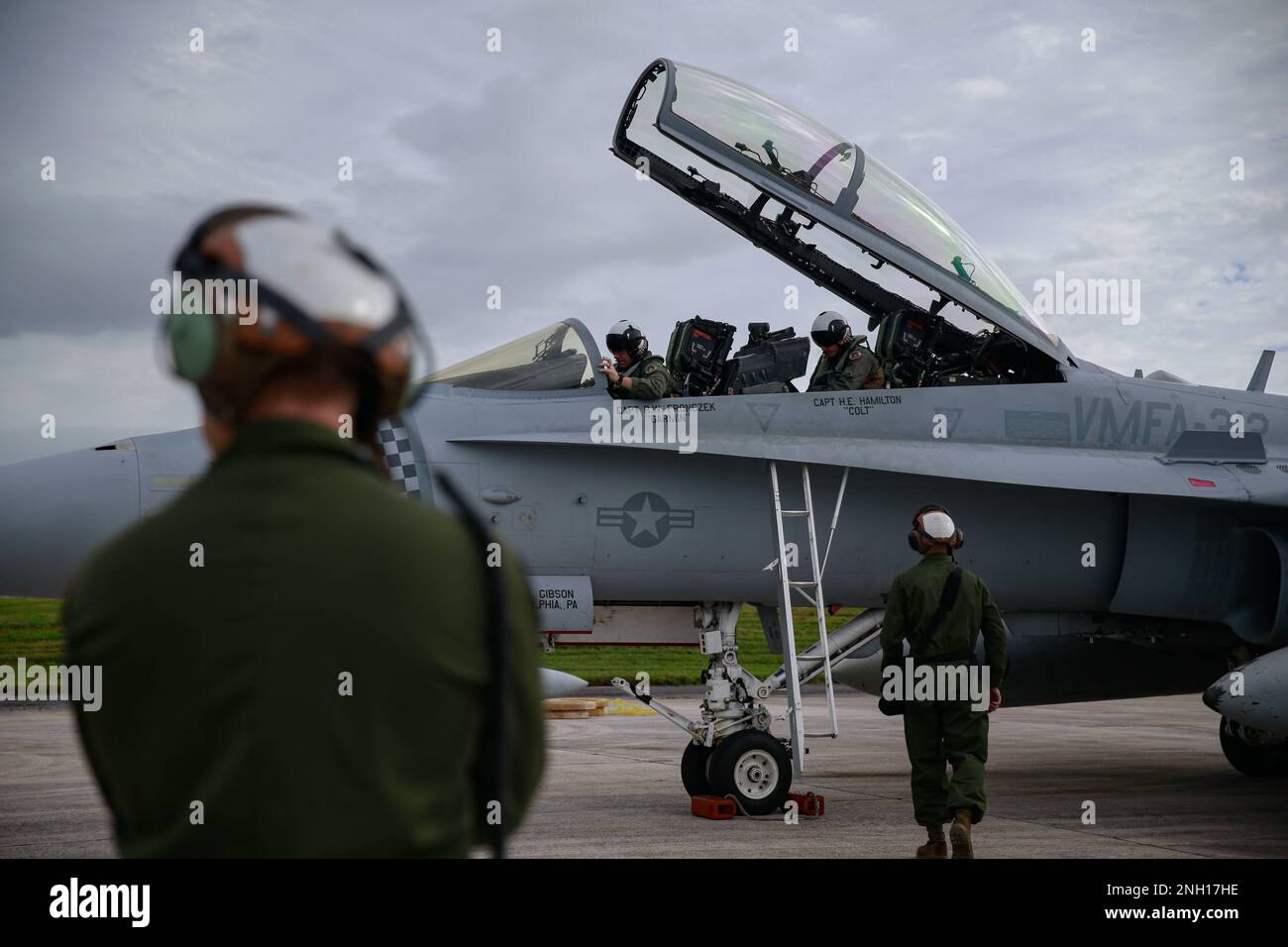 U.S. Marines with Marine Fighter Attack Squadron (VMFA) 312 conduct pre ...