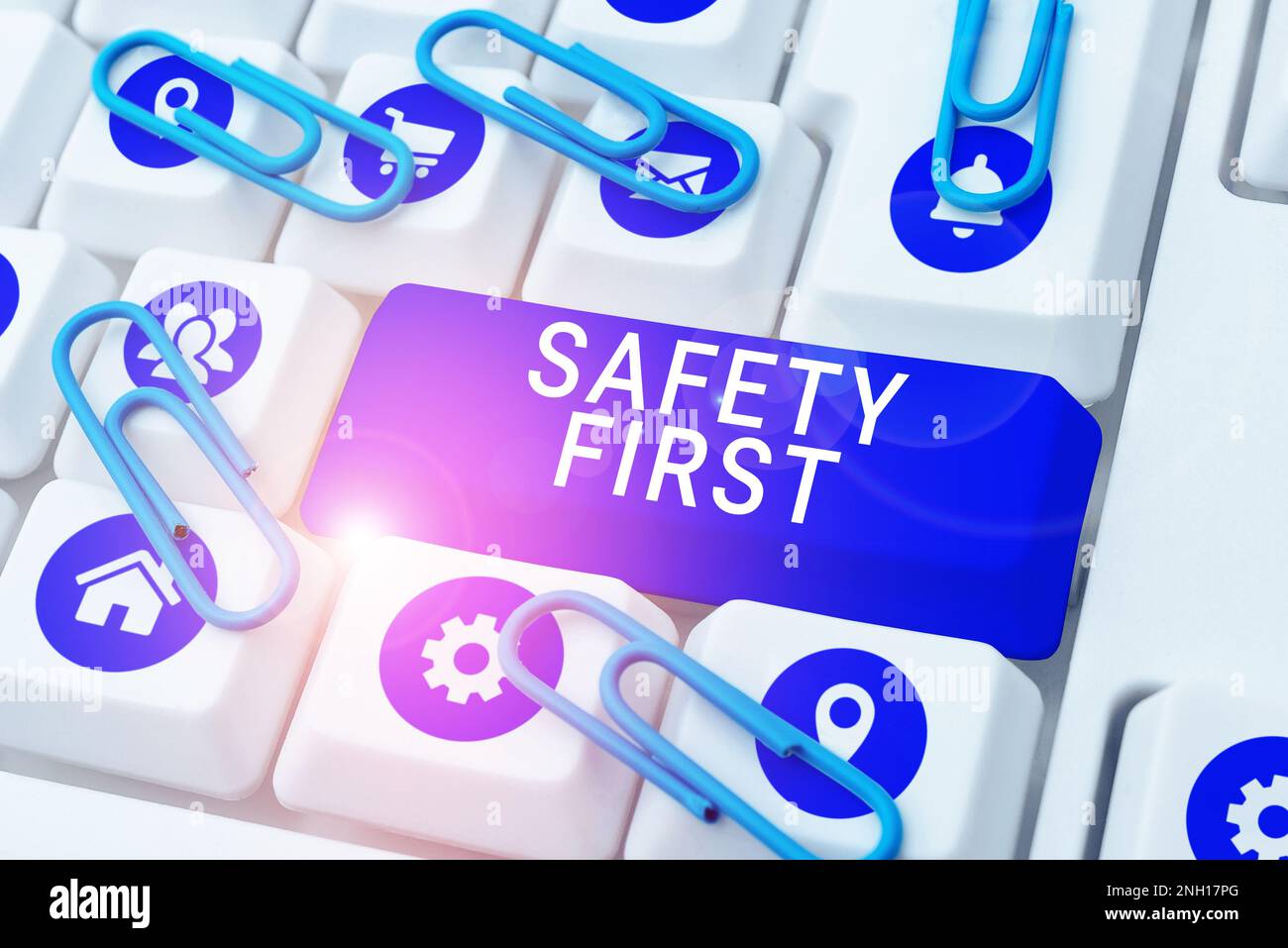 Hand writing sign Safety First, Business approach Avoid any unnecessary ...