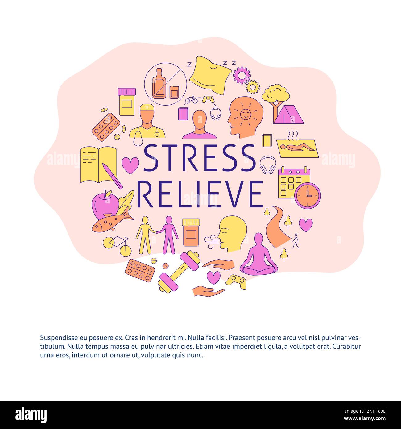 Stress relieve methods round concept banner with place for text ...