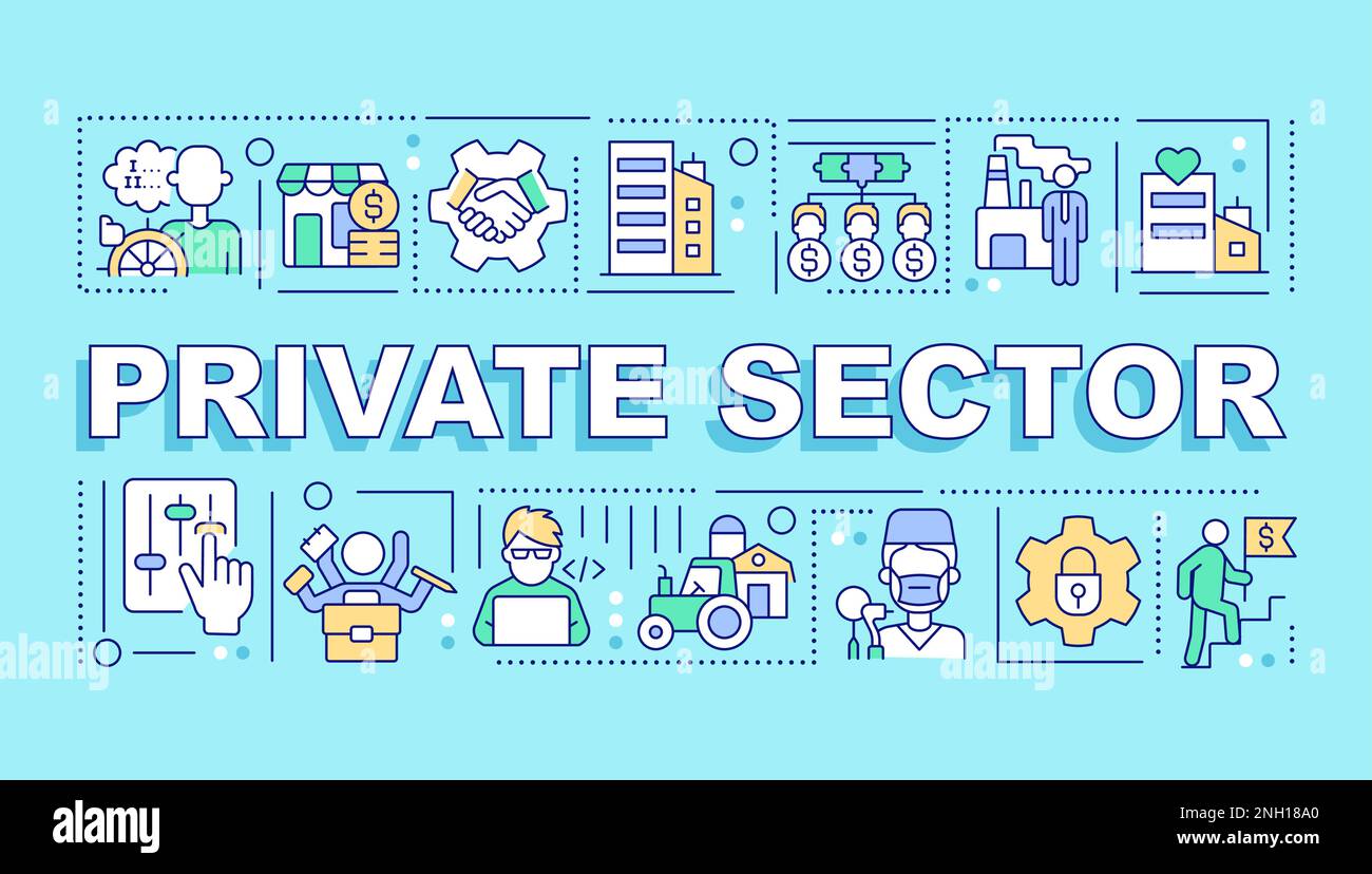 Private sector word concepts turquoise banner Stock Vector Image & Art - Alamy