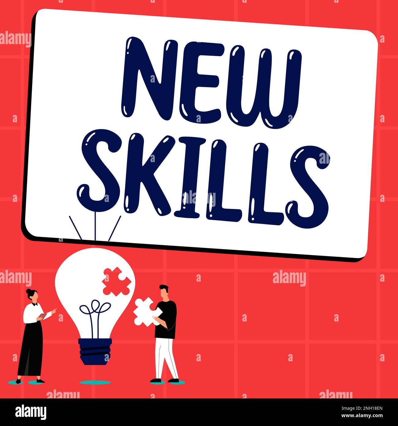 Writing displaying text New Skills, Business overview Recently Acquired Learned Abilities ...