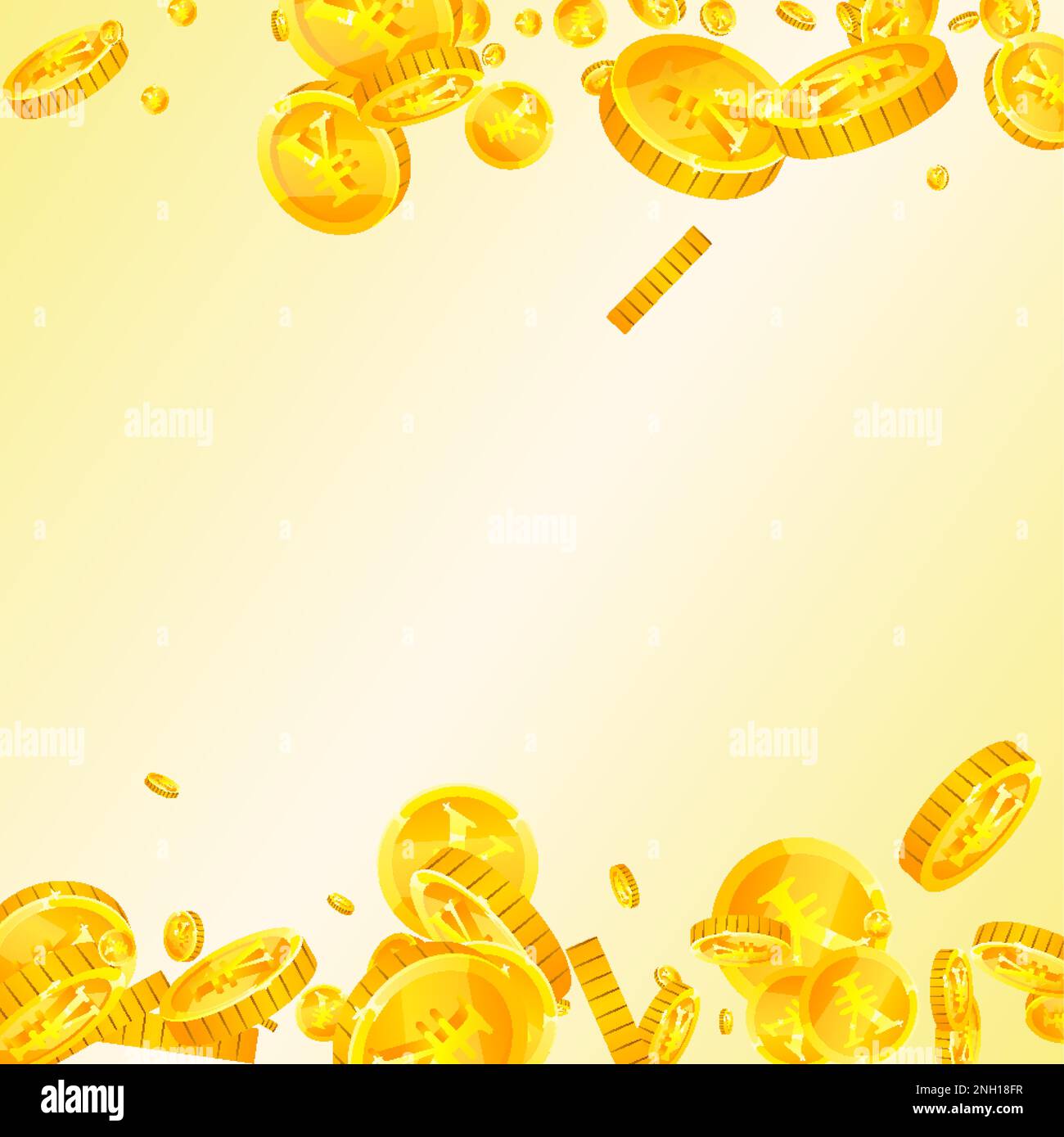 Chinese yuan coins falling. Scattered gold CNY coins. China money ...