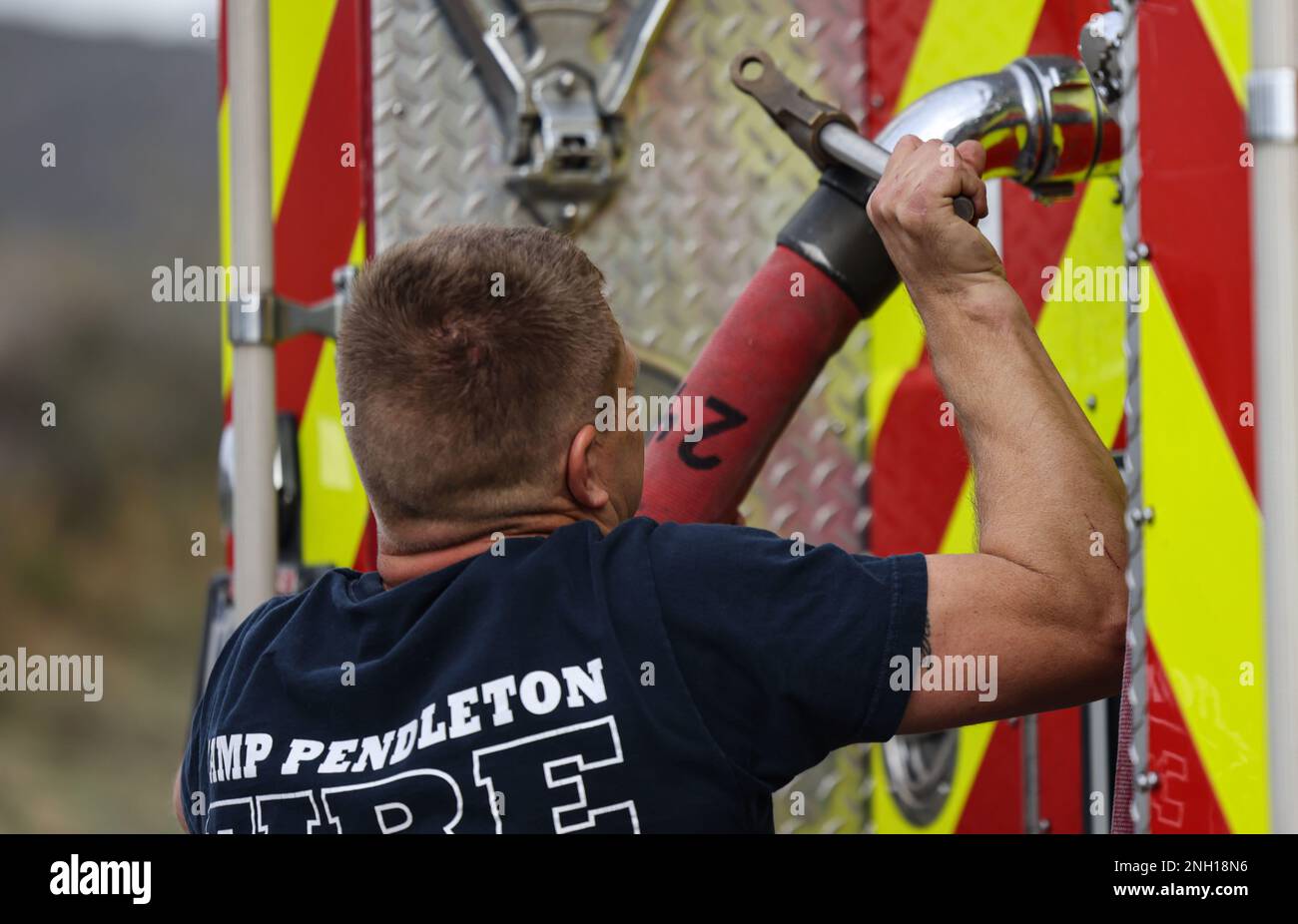 Adam Craighead, a firefighter with Camp Pendleton Fire Department, Marine Corps Base Camp ...