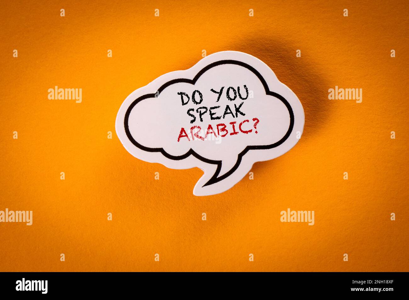 Do You Speak Arabic. Speech bubble with text on yellow background Stock ...