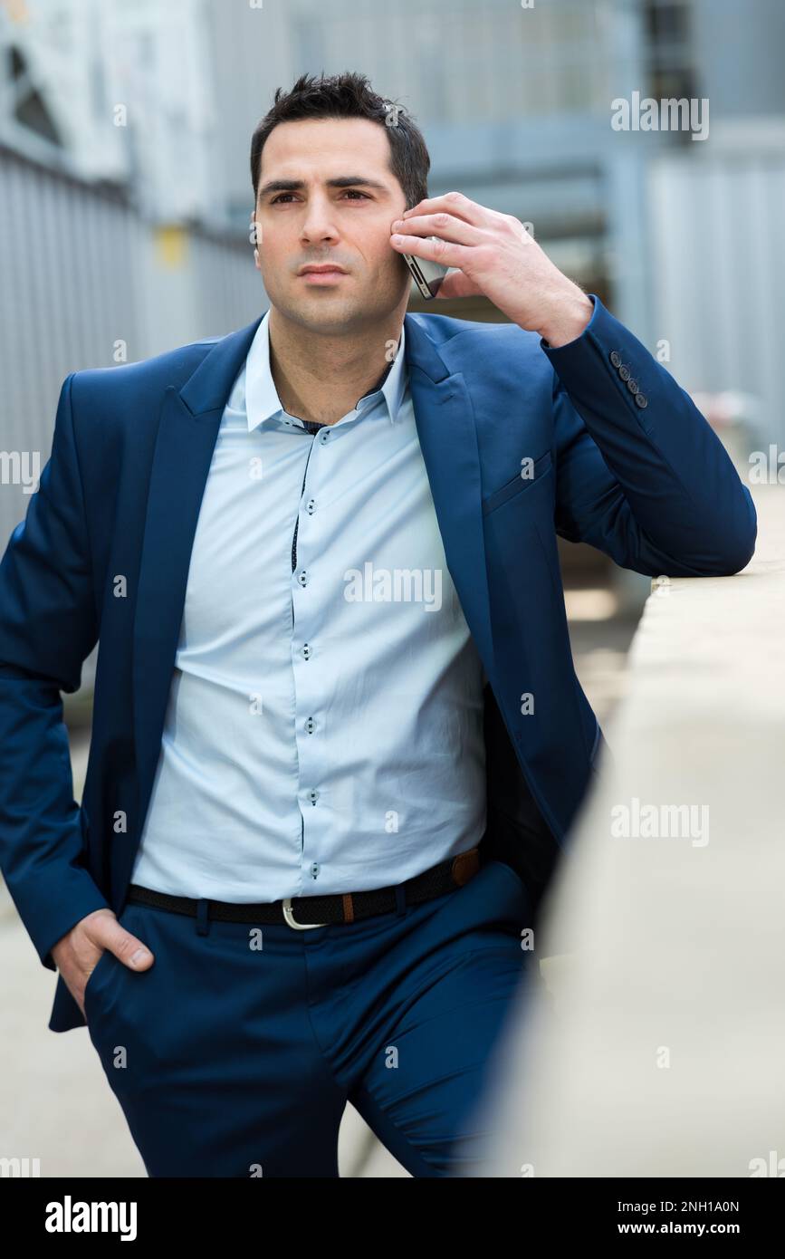 portrait of manager on the phone Stock Photo - Alamy