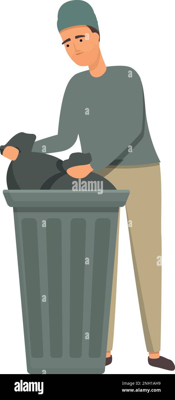 Hunger man search food icon cartoon vector. Poverty people. Homeless ...