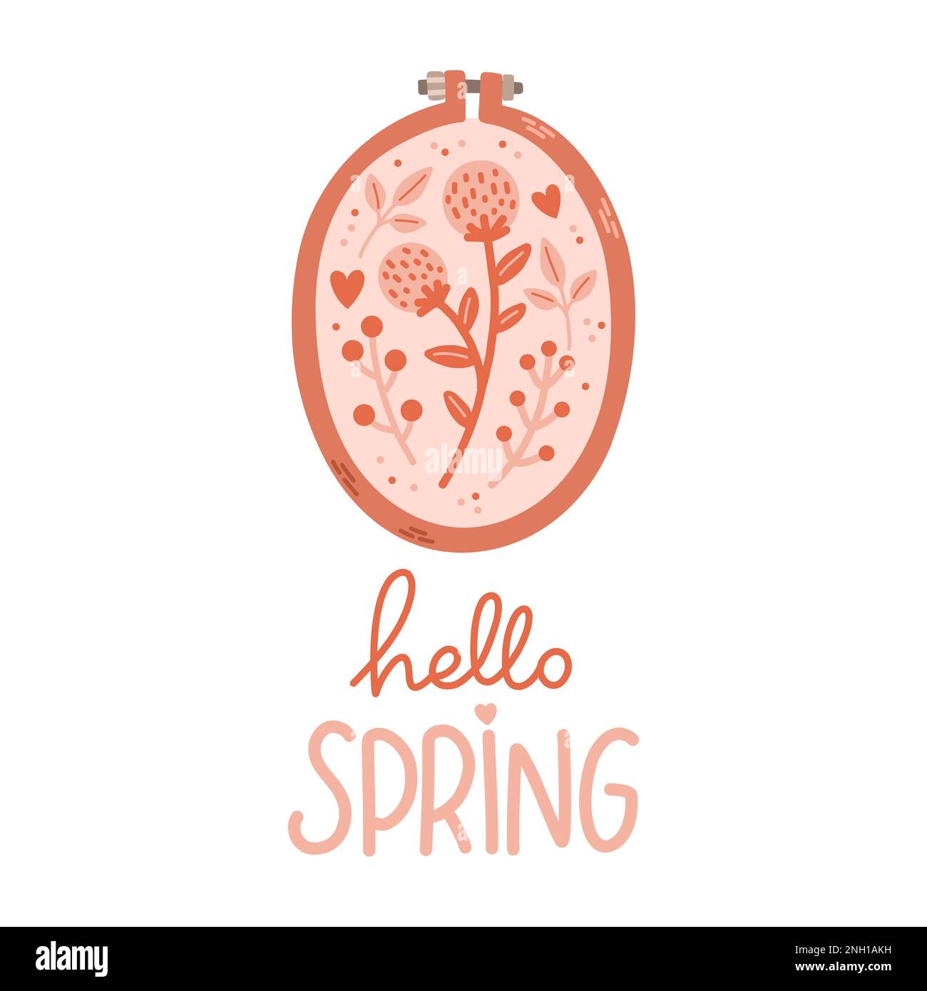 Hello Spring hand drawn vector illustration. Lettering spring season ...
