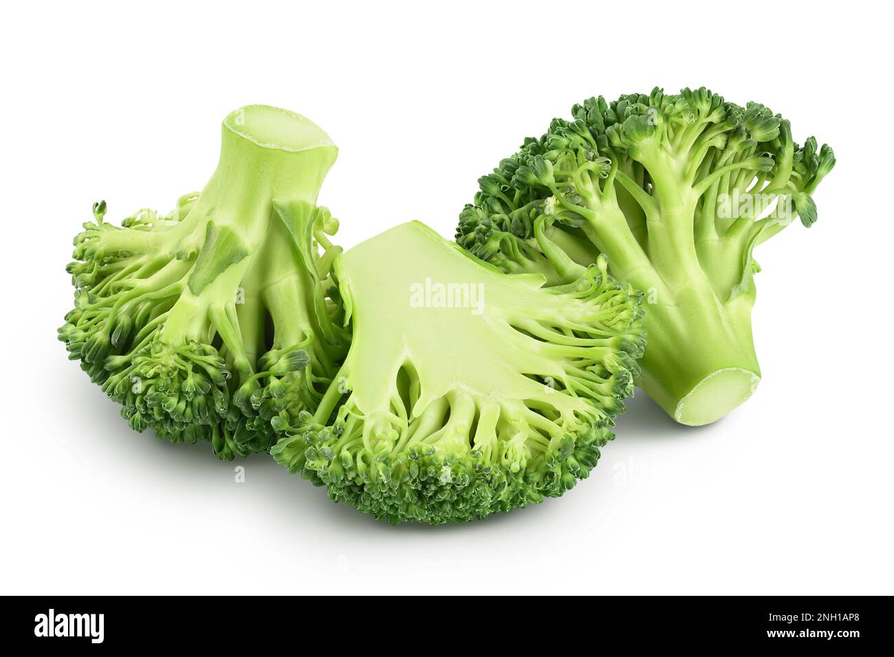 fresh broccoli isolated on white background close-up with full depth of ...