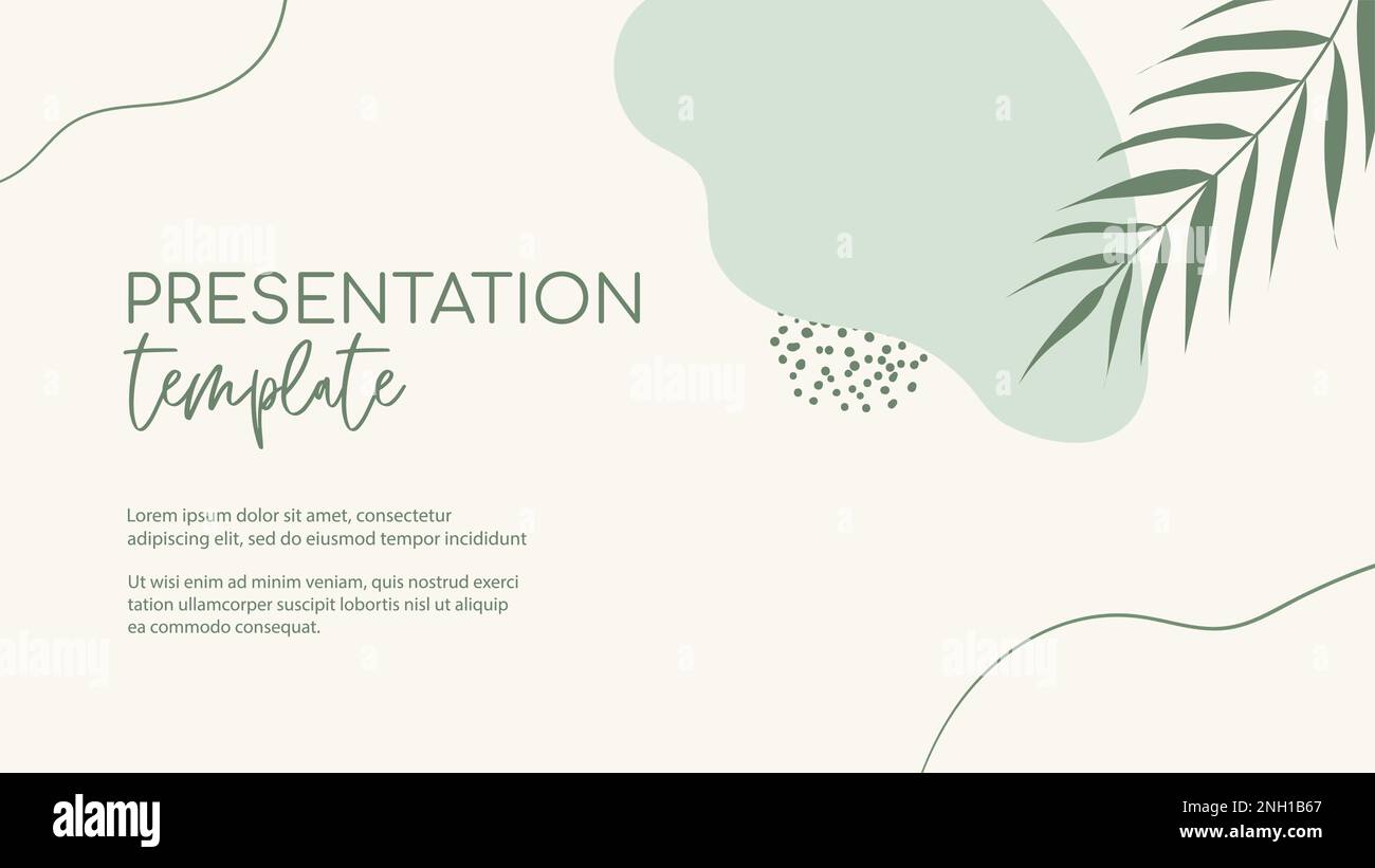 Presentation organic vector template. Natural floral green minimal ...