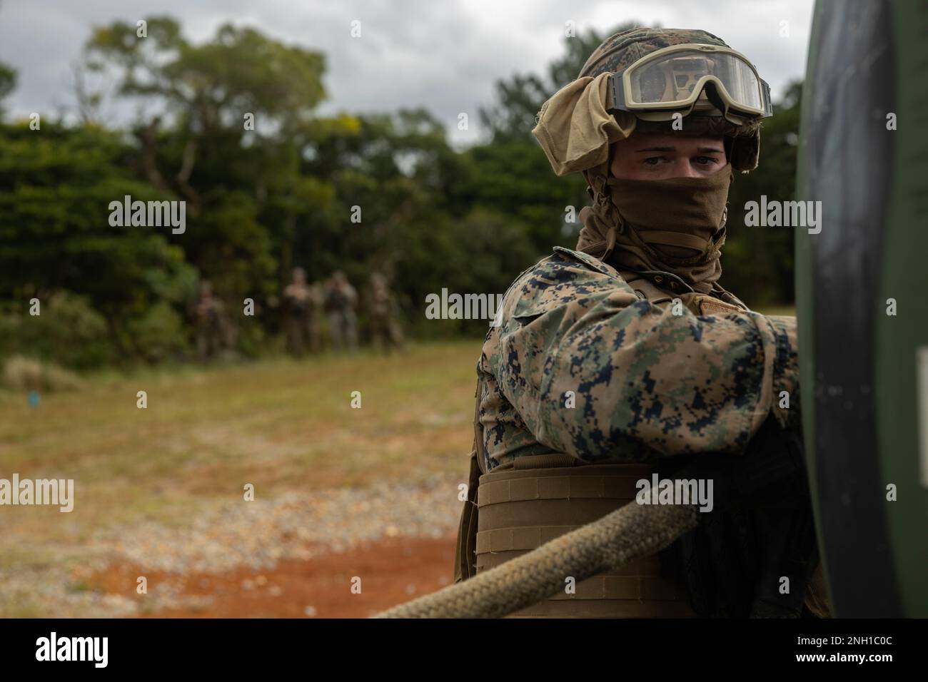 U.S. Marine Corps Cpl. Darren Bushey, a landing support specialist with ...
