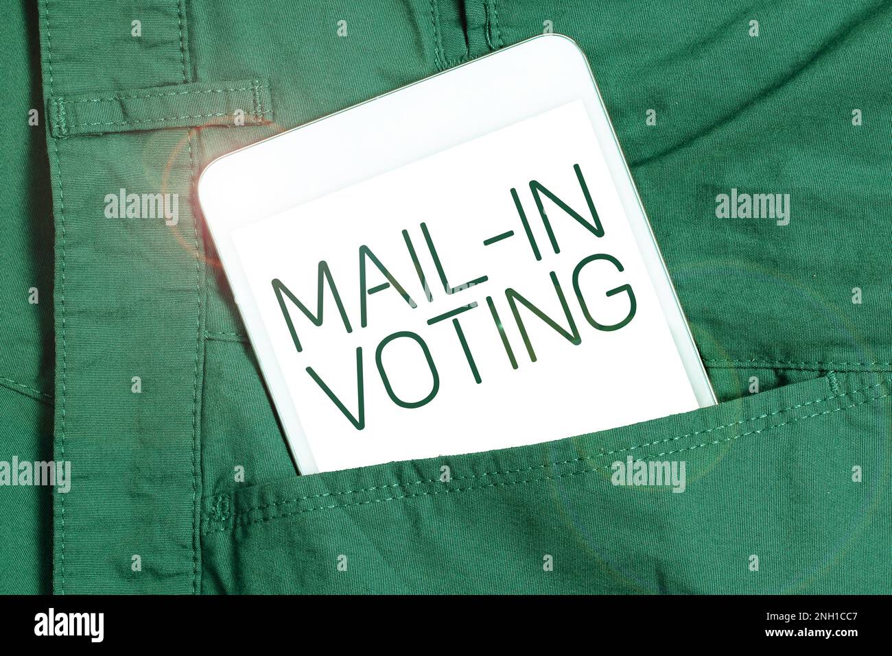Sign displaying Mail In Voting, Internet Concept voting in an election ...