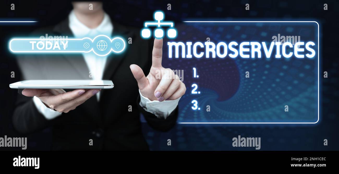 Conceptual caption Microservices, Business concept Software development ...