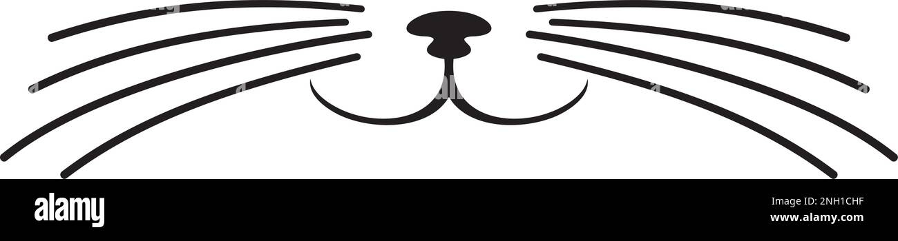 Cute cat face silhouette. Cat nose and mustache. Vector illustration ...