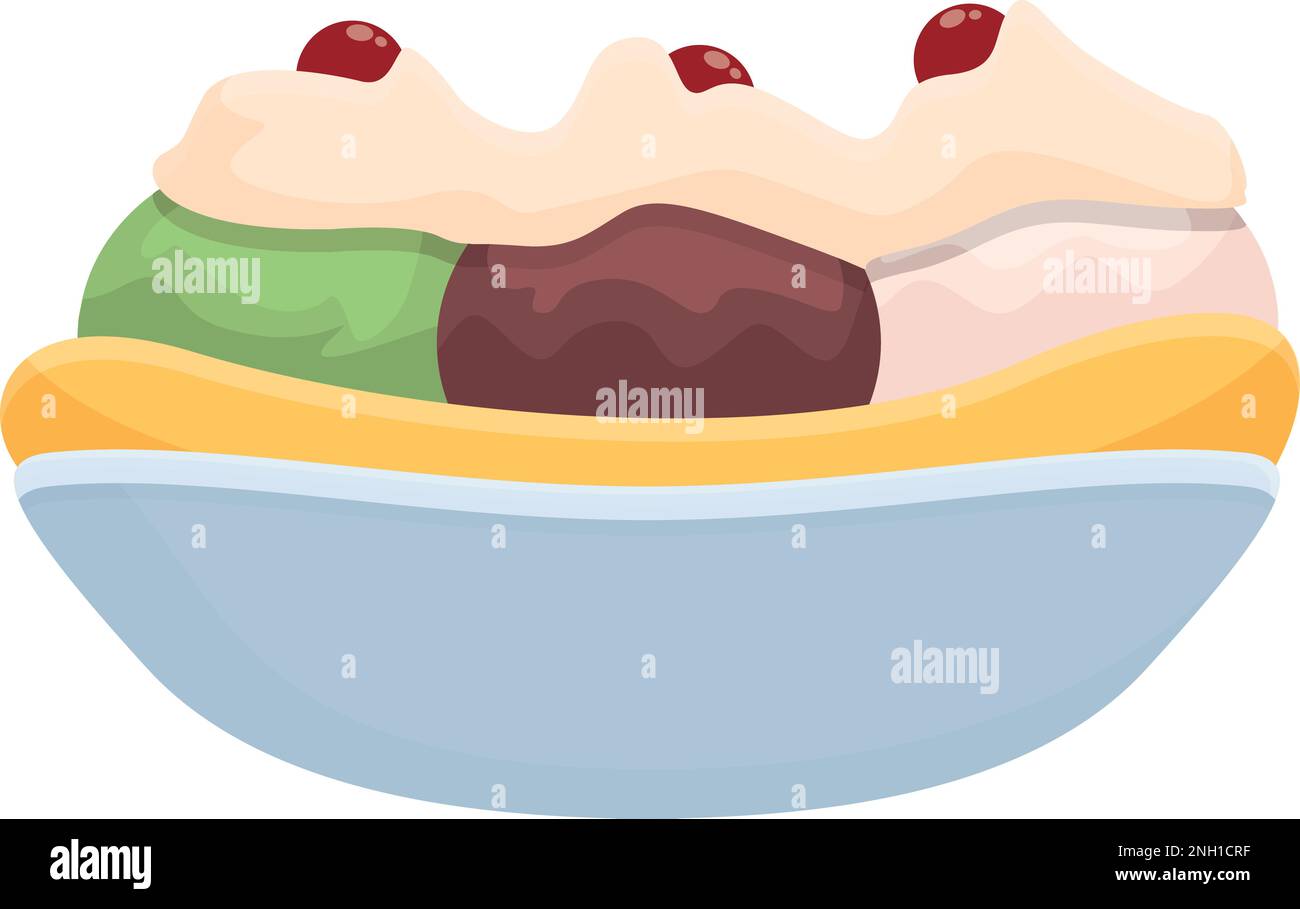 Banana split icon cartoon vector. Cream food. Vanilla ice Stock Vector ...