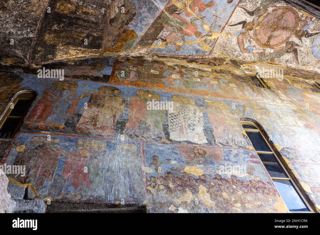 Church of Dormition with colorful medieval frescos in Vardzia cave ...