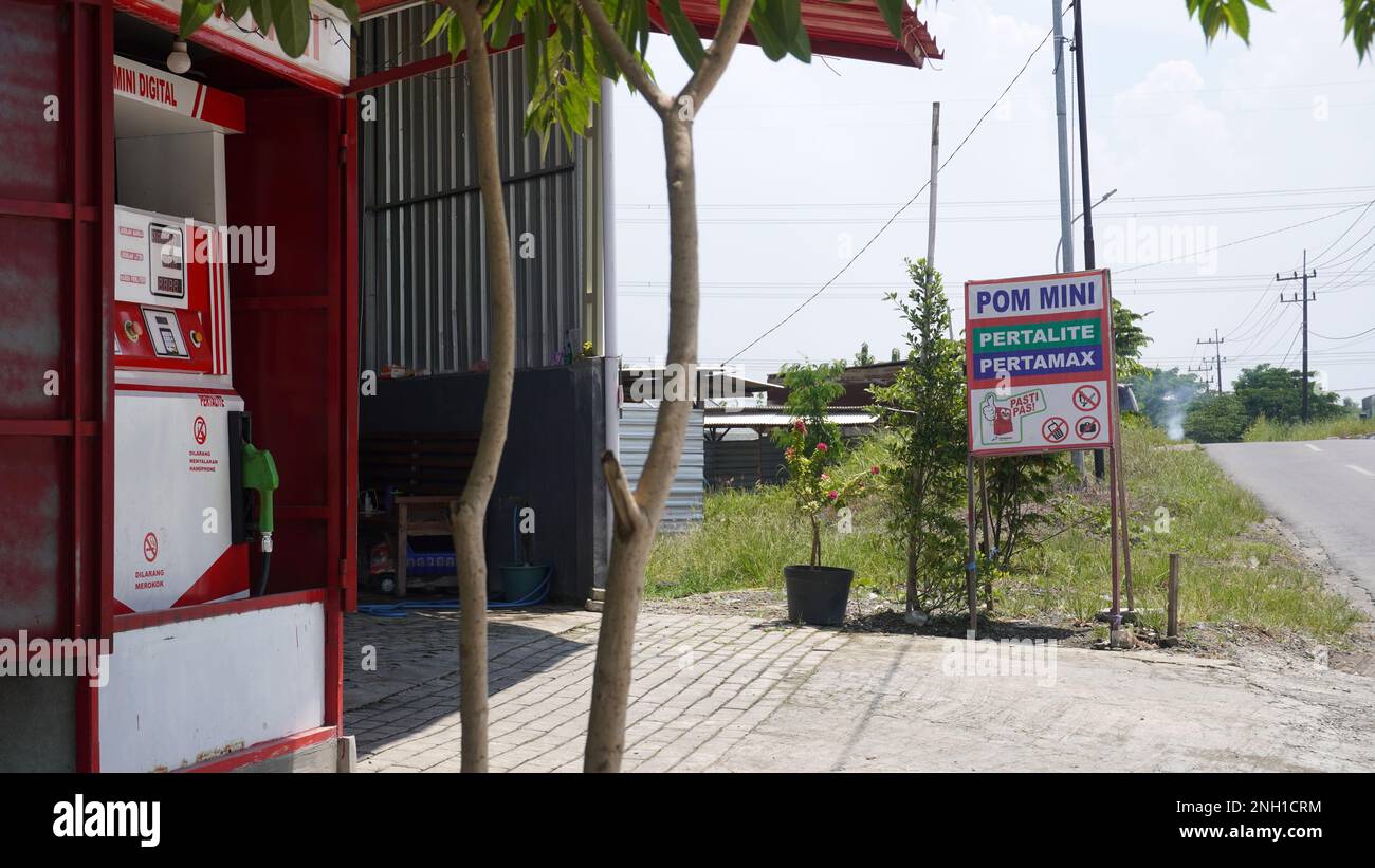 Mini fuel gasoline station of premium, pertalite, pertamax Infront of ...