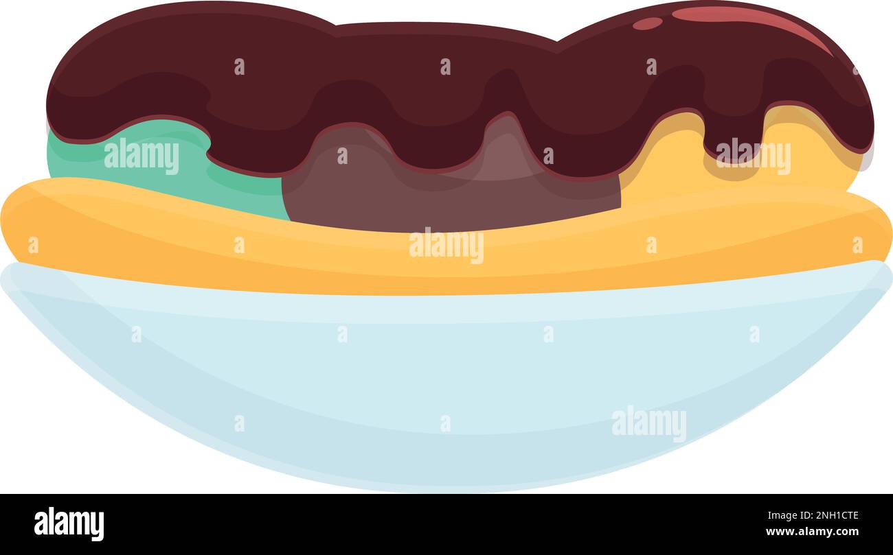 Chocolate banana split icon cartoon vector. Food sundae. Cream dessert ...