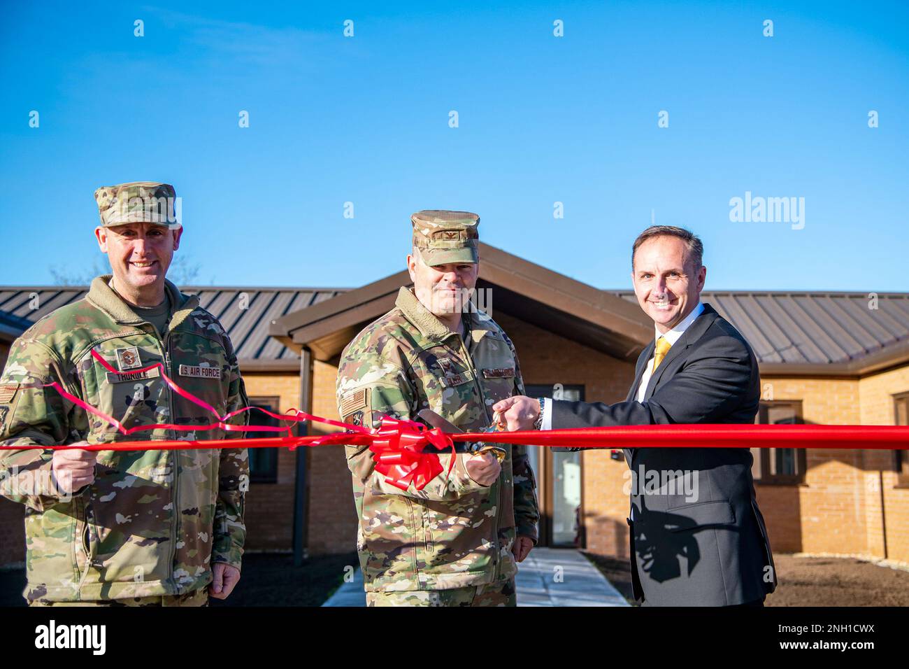 U.S. Air Force Col. Brian Filler, center, 501st Combat Support Wing ...