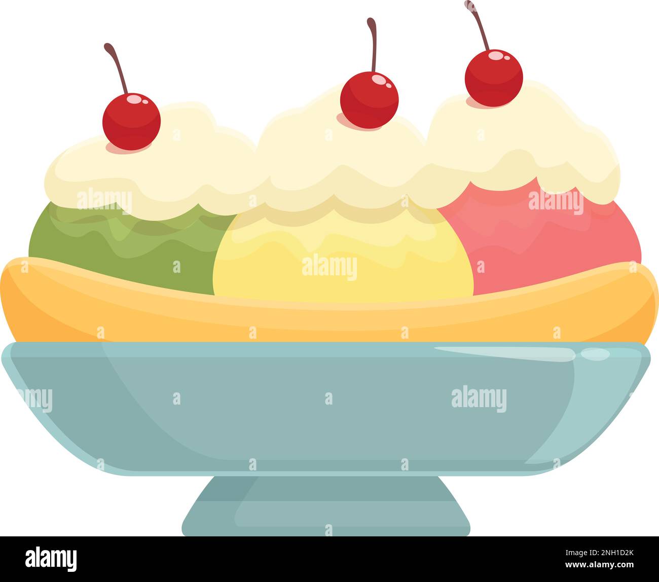 Vanilla cream food icon cartoon vector. Cherry chocolate. Split sundae ...