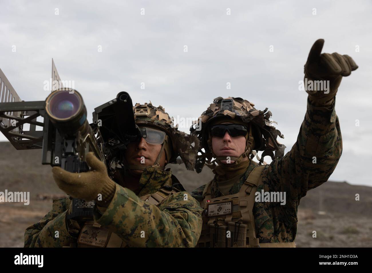U.S. Marine Corps Lance Cpl. Alonso Guillen (Left) and U.S. Marine ...