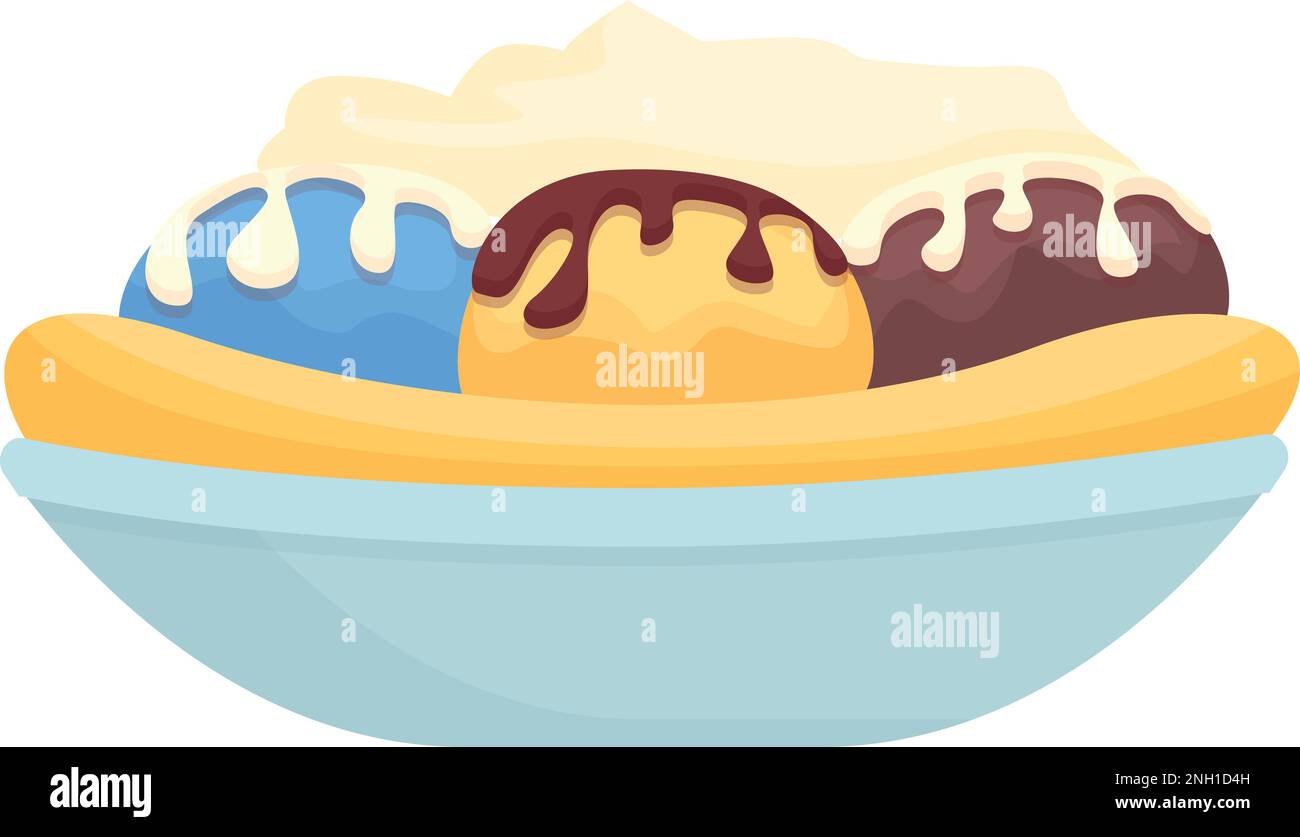 Ice cream banana split icon cartoon vector. Chocolate food. Fruit snack Stock Vector Image & Art ...