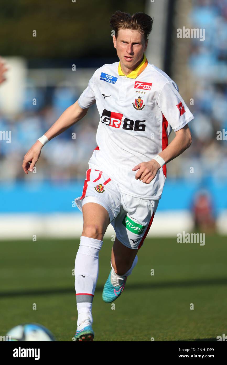 Kanagawa, Japan. 18th Feb, 2023. Kasper Junker (Grampus) Football ...