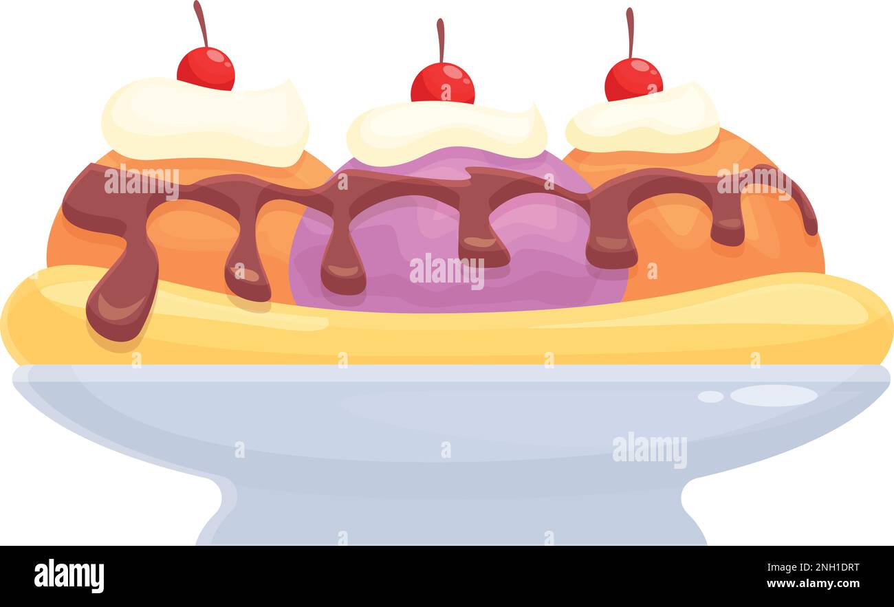 Fresh banana split icon cartoon vector. Ice frozen. Sweet snack Stock ...