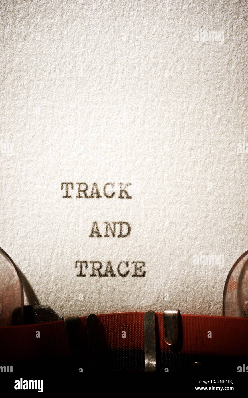 Track and trace text written with a typewriter Stock Photo - Alamy